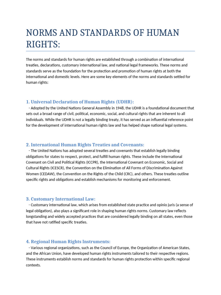 Norms and Standard of Human Rights | PDF | Human Rights | Politics