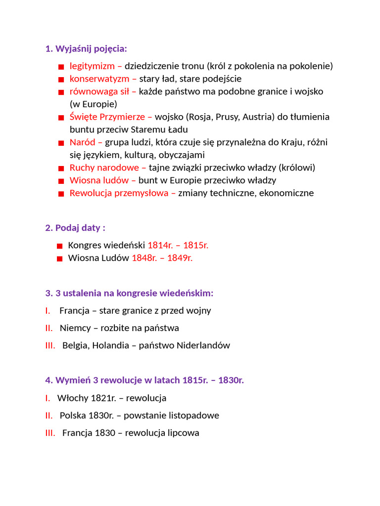 Historia Europy: 1815-1849 | PDF