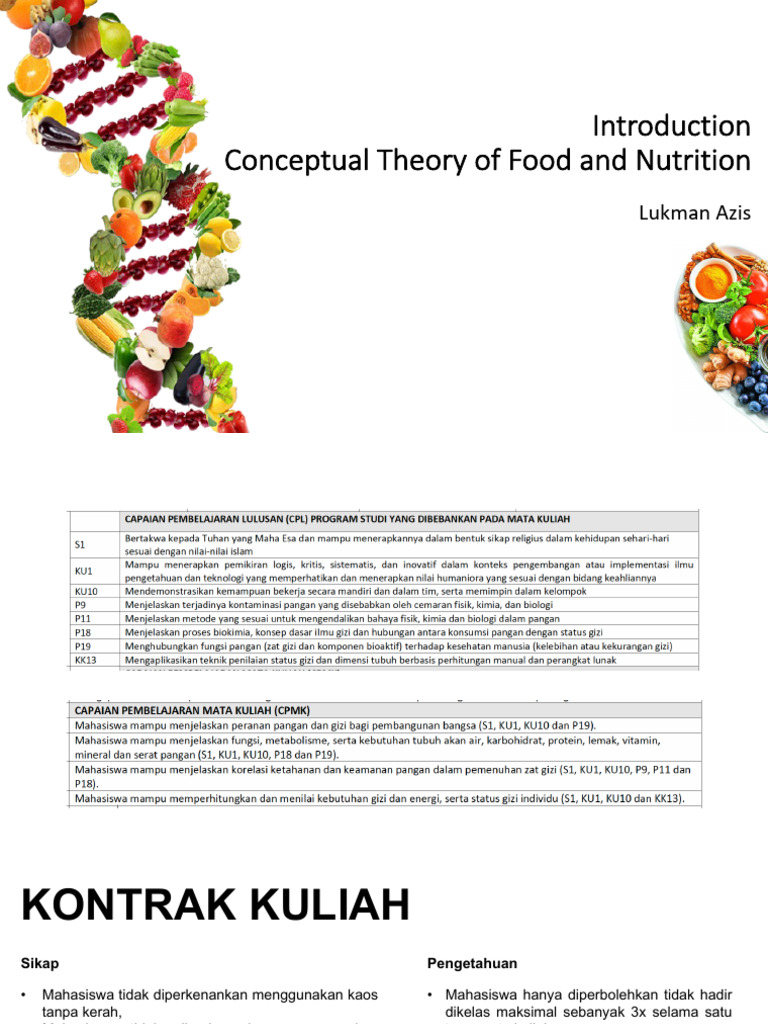Conceptual Theory of Food and Nutrition | PDF