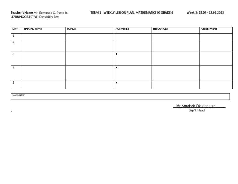 G6 W3 Test For Divisibility & Square Roots | PDF