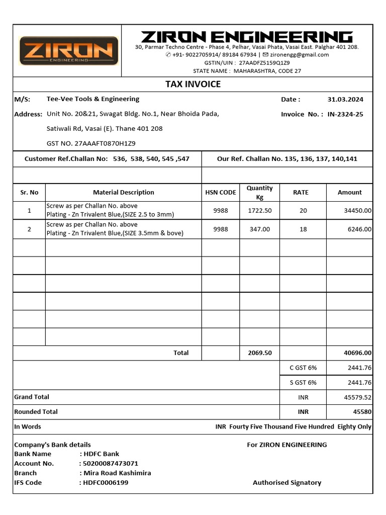 Z.invoice. 25 Tee Vee Tools | PDF