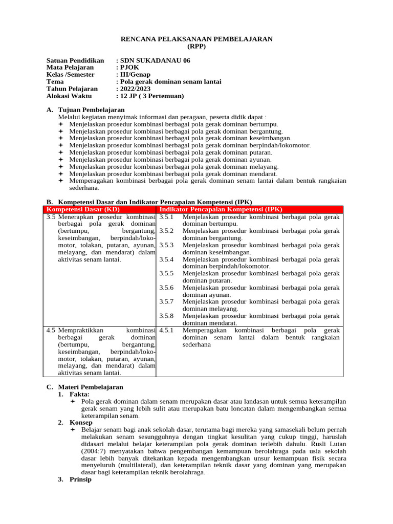 RPP Kelas 3 Semester 2 | PDF