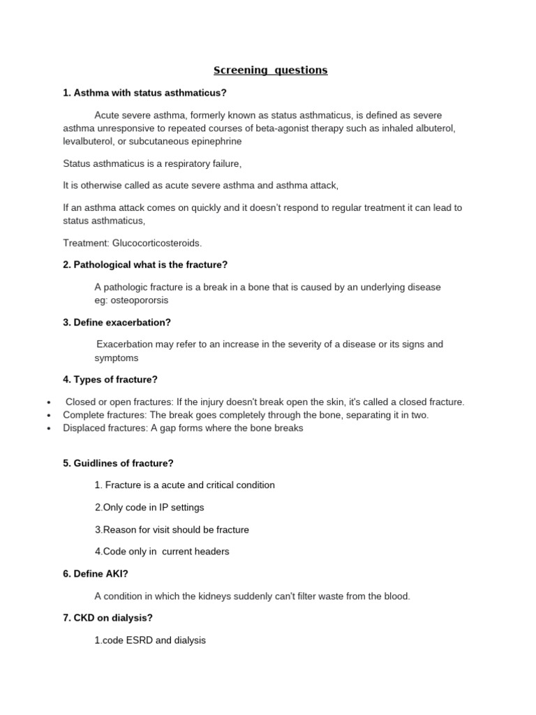 Screening Questions | PDF