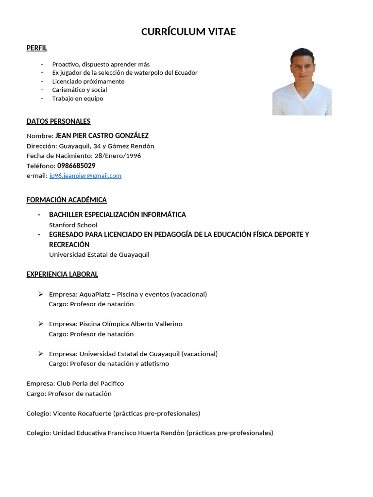MODELO - CURRICULUM | PDF