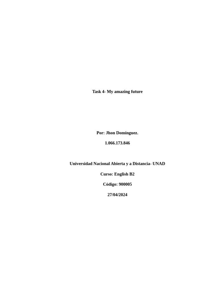 Task 4 - My Amazing Future | PDF