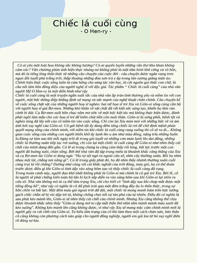 Chiếc lá cuối cùng-O Hen-ry | PDF