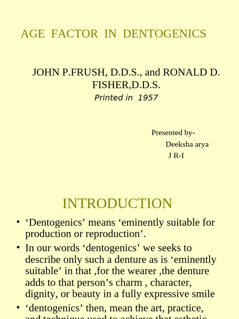 AGE FACTOR IN DENTOGENICS | PDF