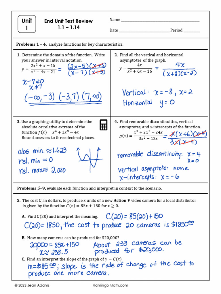 Test Review Unit 1 Key | PDF