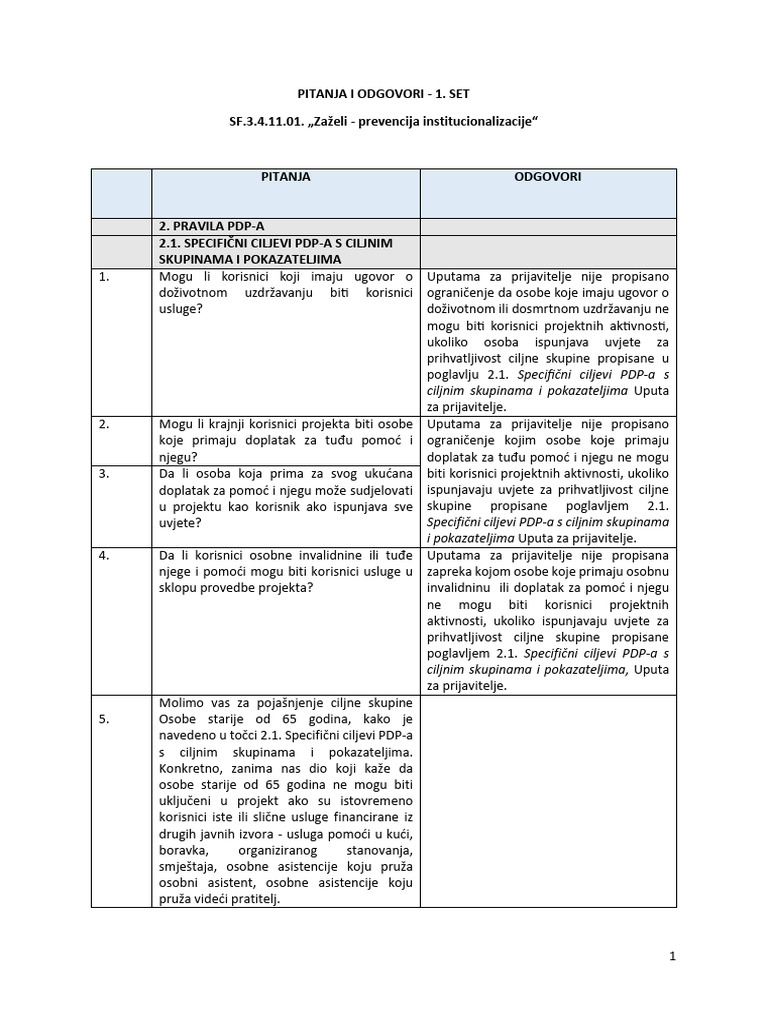 Pitanja I Odgovori 1. Set | PDF