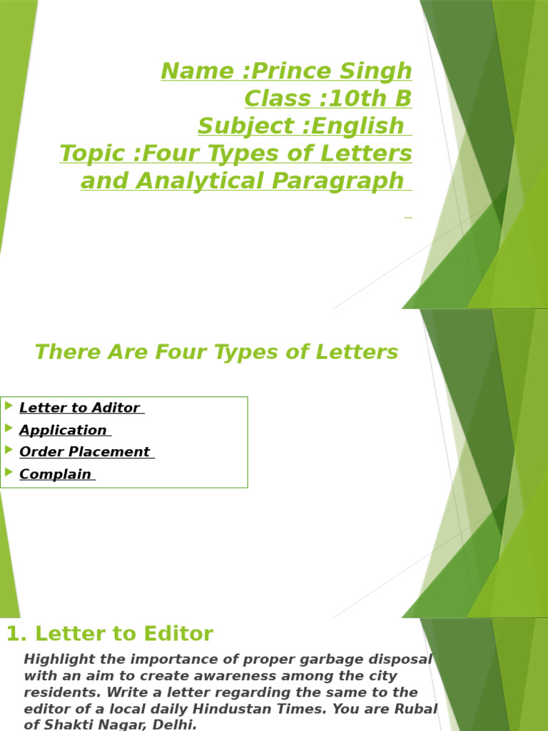 Name:Prince Singh Class:10th B Subject:English Topic:Four Types of ...