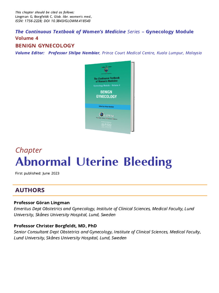 Abnormal Uterine Bleeding - Article - GLOWM | PDF | Polycystic Ovary ...