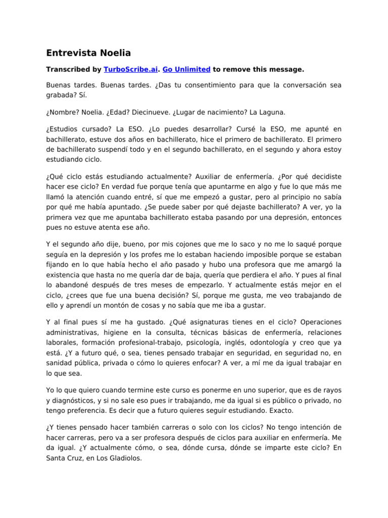 Entrevista Noelia | PDF