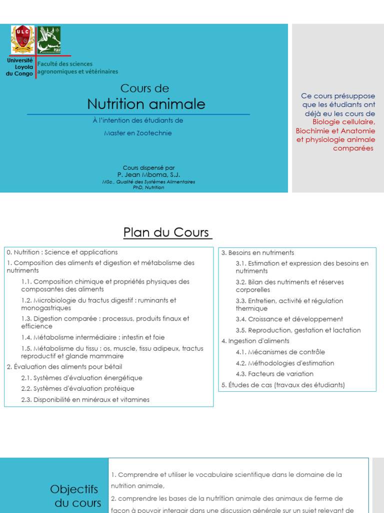 Cours Nutrition Animale JM 2022 | PDF