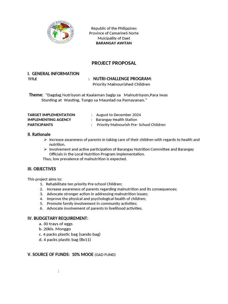 Project Proposal Nutri Challenge 2023 | PDF
