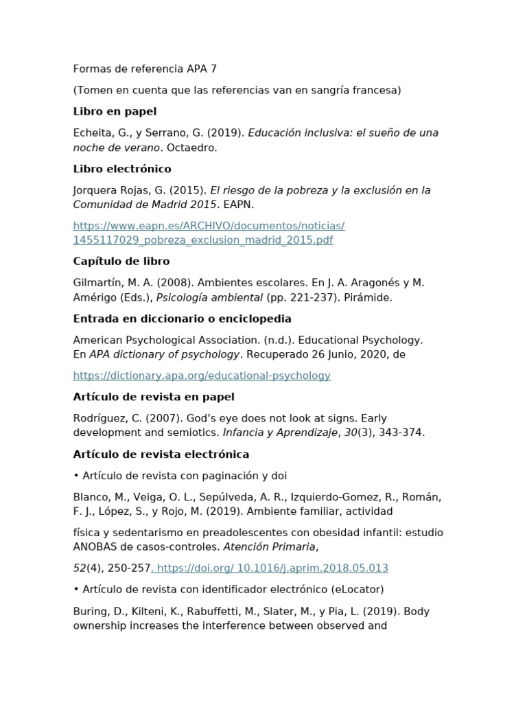 Formas de Referencia APA 7 | PDF | Sicología