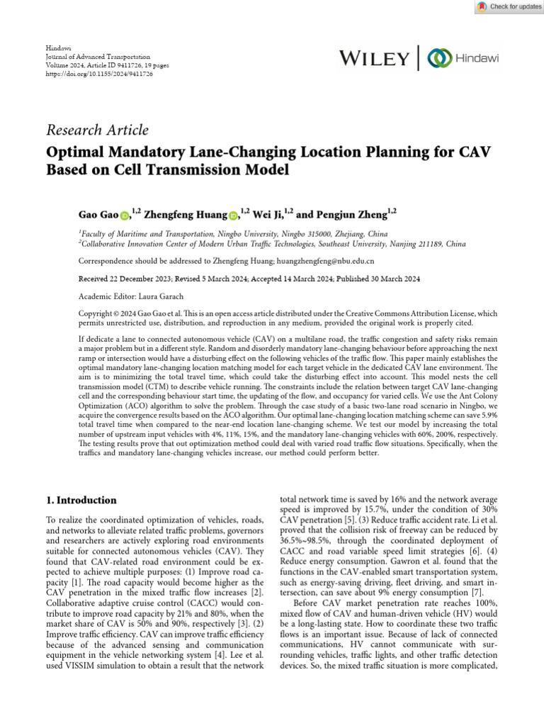 Journal of Advanced Transportation - 2024 - Gao - Optimal Mandatory ...
