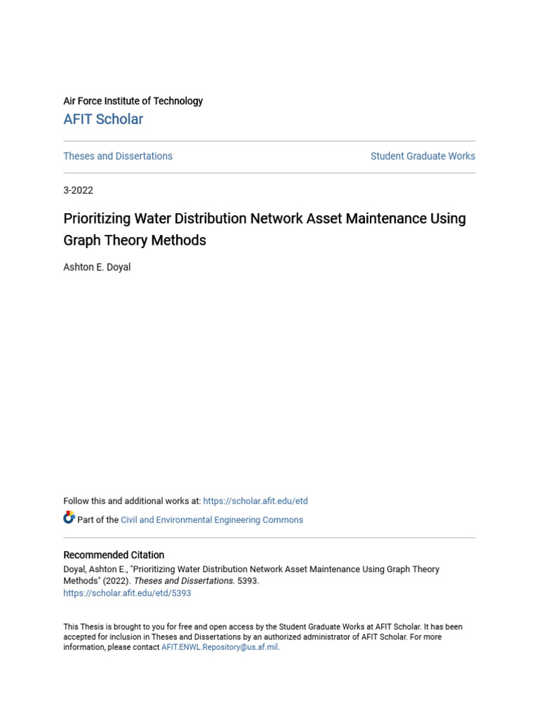 Prioritizing Water Distribution Network Asset Maintenance Using G | PDF