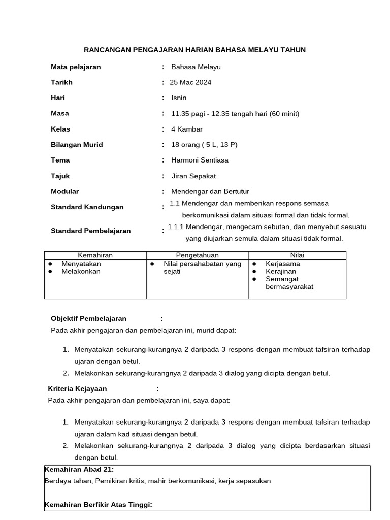 RPH ISNIN - 25.3.2024 | PDF