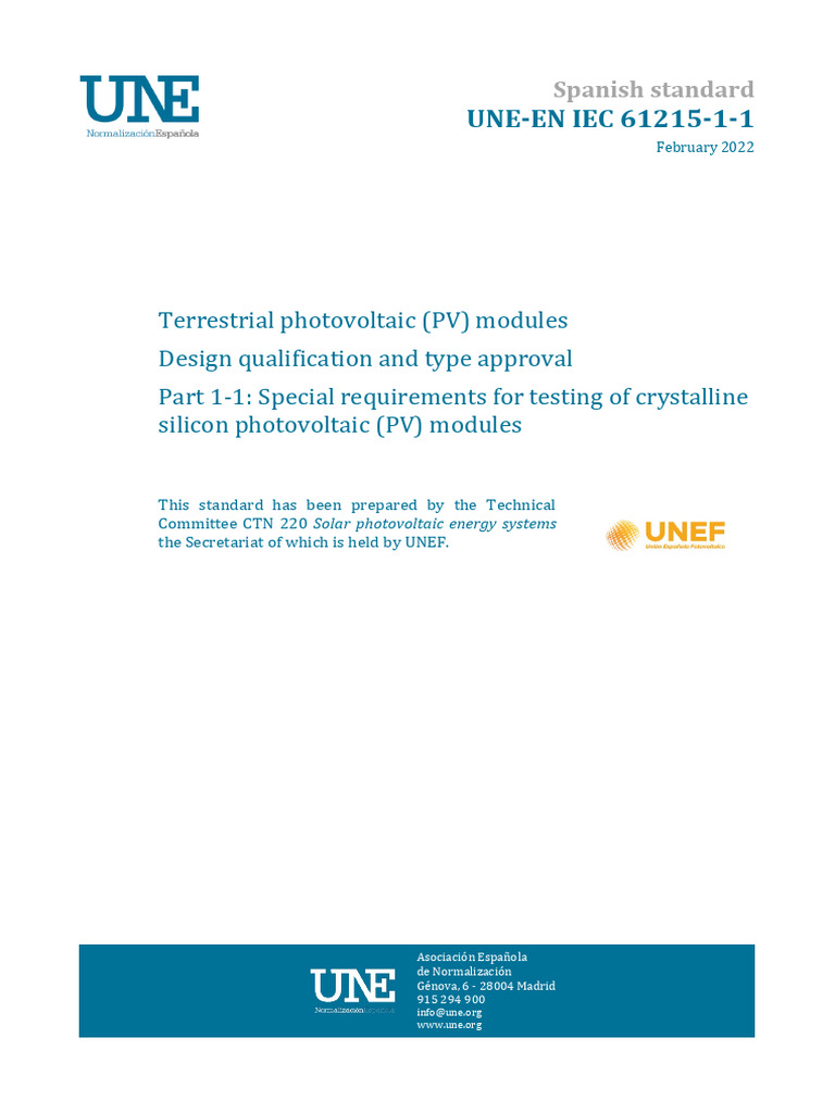 UNE-EN_IEC_61215-1-1=2022(EN) | PDF UNE-EN_IEC_61215-1-1=2022(EN) | PDF