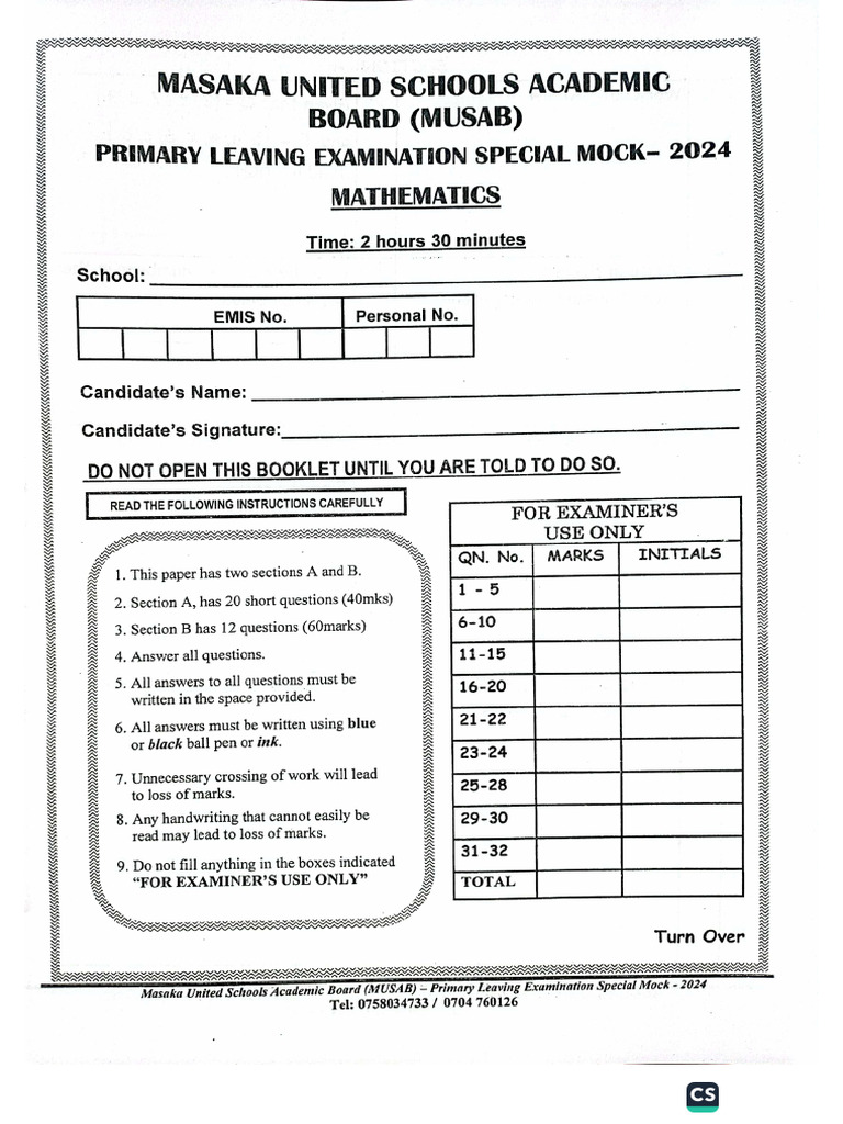 MUSAB MTC Mocks | PDF