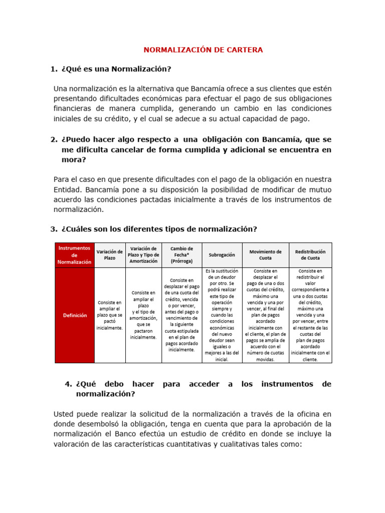 Anexo-6-Normalización-de-Cartera | PDF