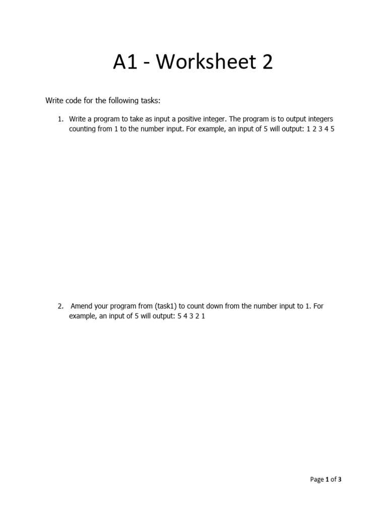 As Computer Science Pseudo Code Worksheet (Easy) | PDF