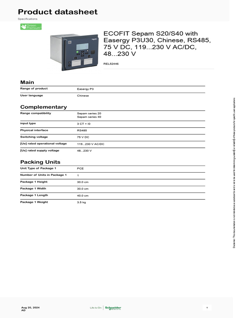 Schneider Electric - Sepam-Serie-20 - REL52446 | PDF