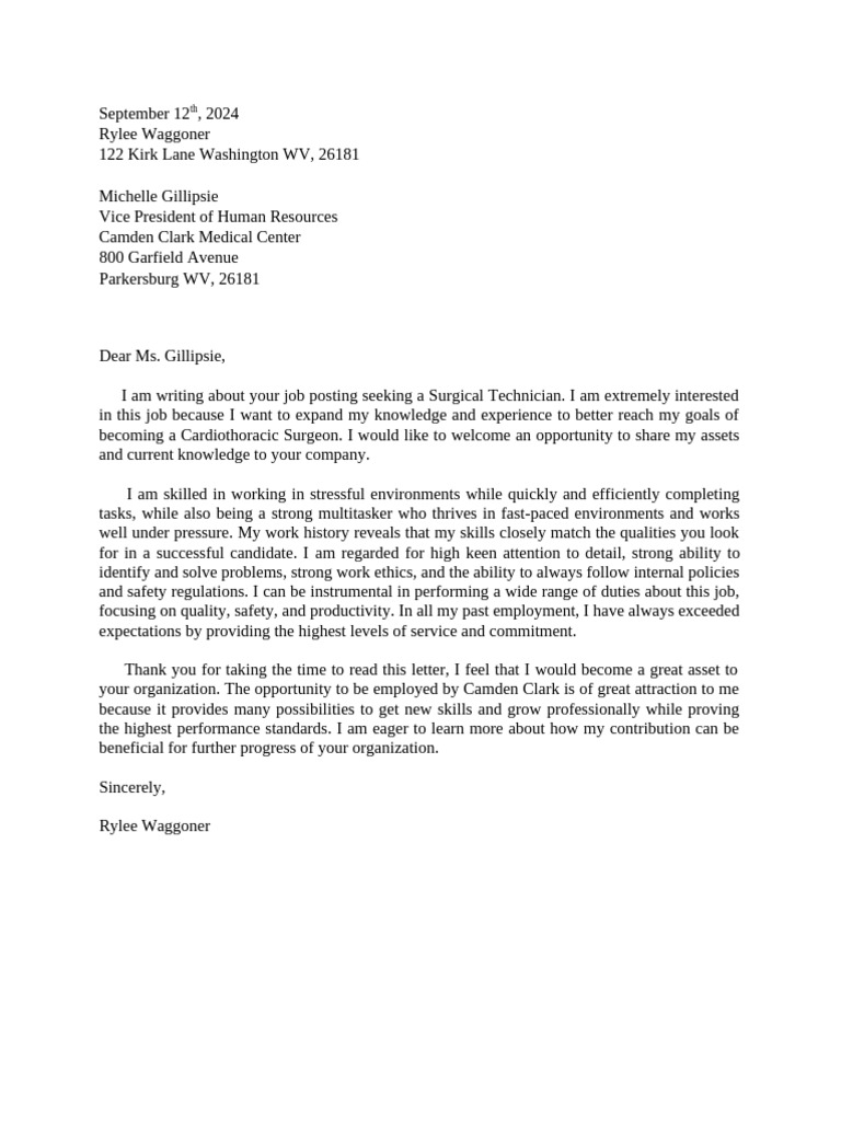 Cover Letter and Resume Final Draft | PDF