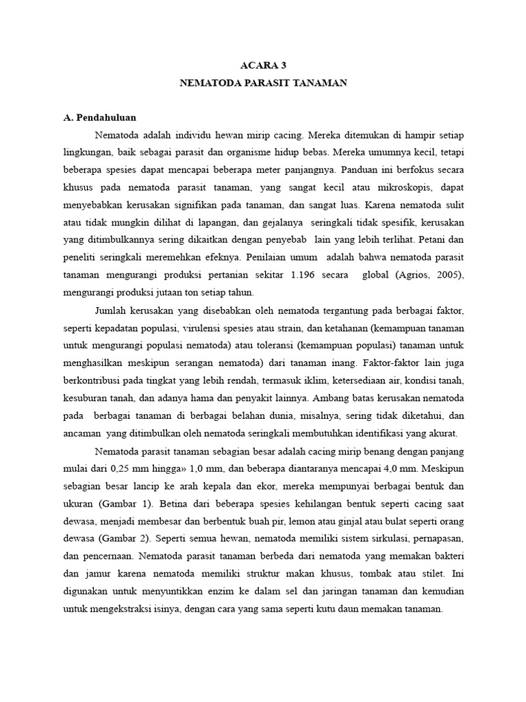 Modul Acara 3 Nematoda | PDF