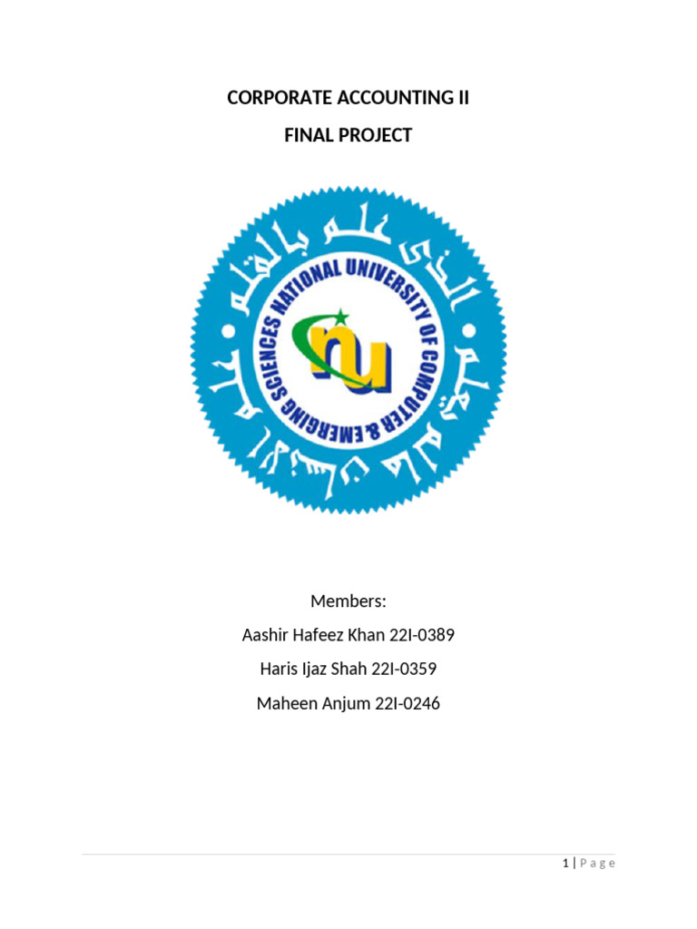 Final Corporate Acc Project | PDF