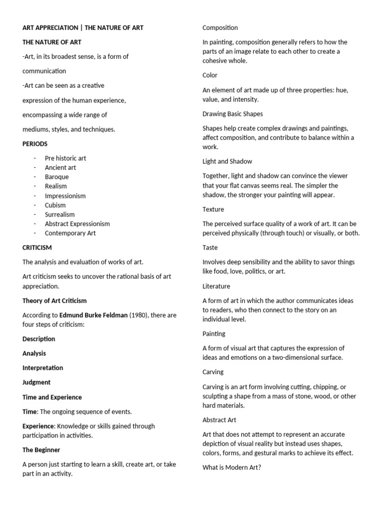 Art Appreciation - Quiz 1 | PDF