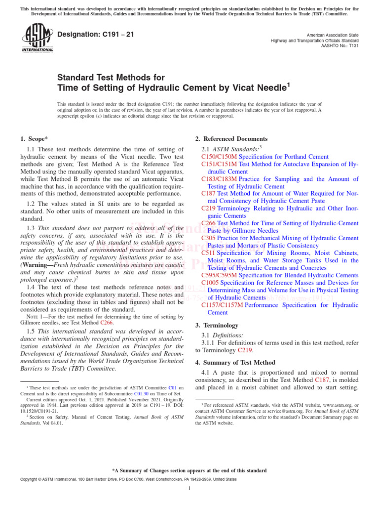 Astm-C191-21 (Revisar) | PDF