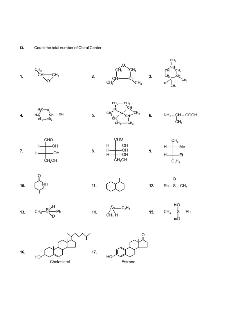 Practice Sheet Chiral C, RS and Relation | PDF