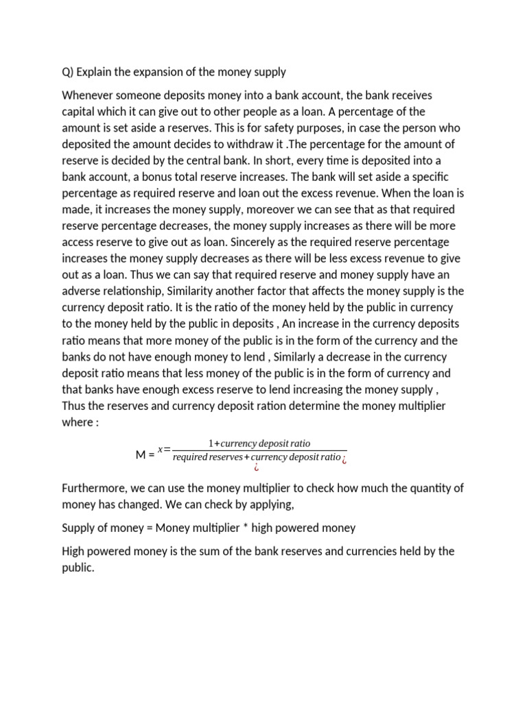 Expansion of Money Supply | PDF