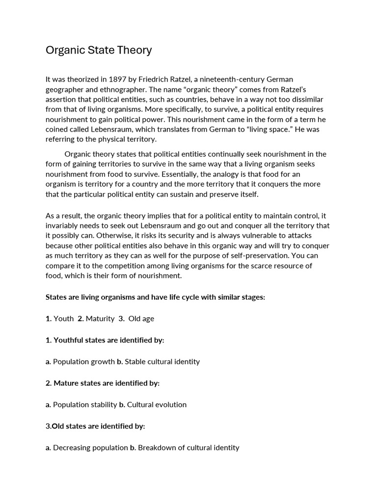 Organic State Theory | PDF