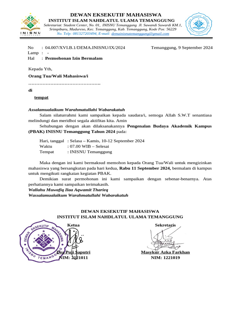 Template Permohonan | PDF