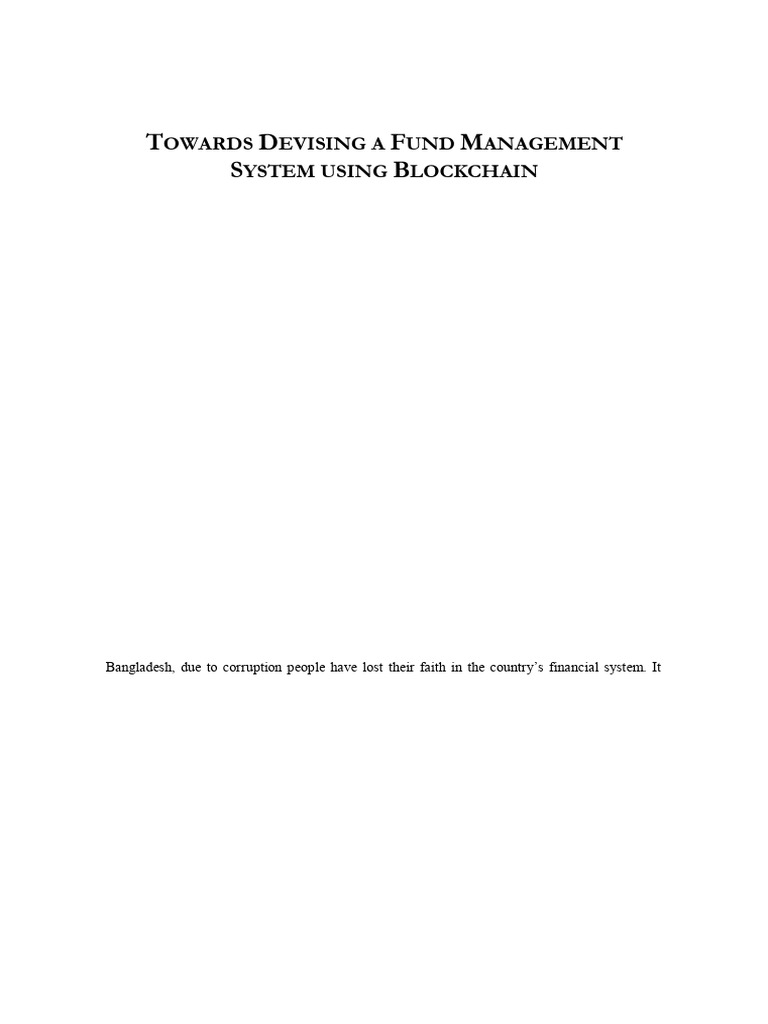 Towards Devising A Fund Management System Using BL | PDF