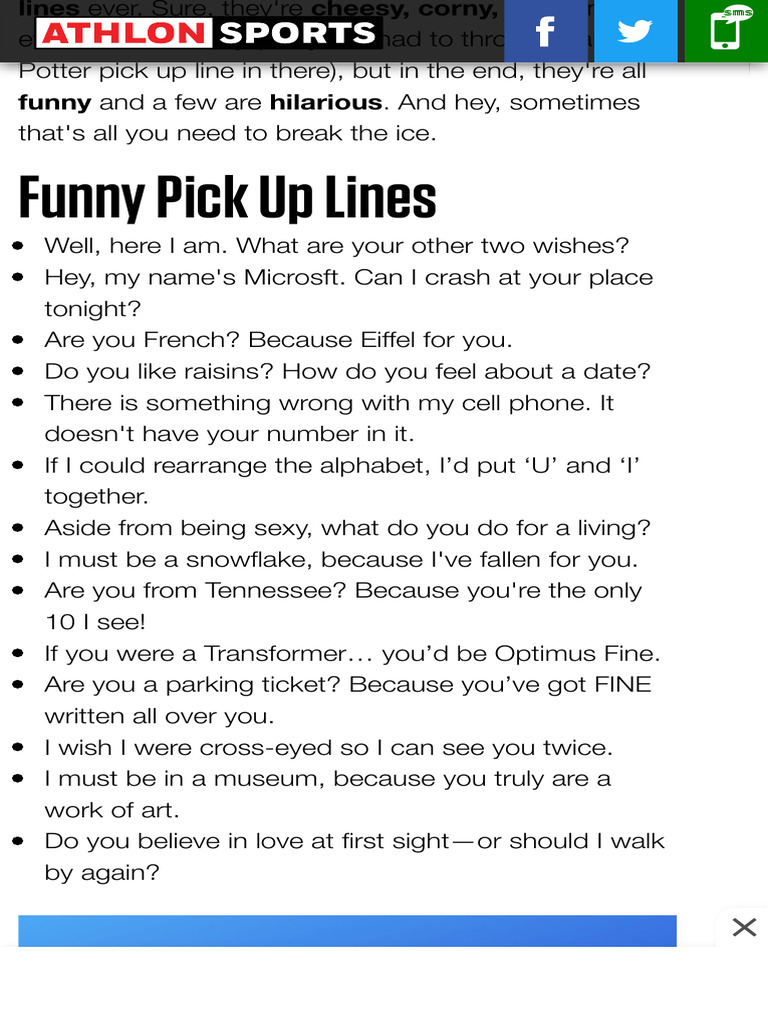 40 Best Pick Up Lines Ever | PDF