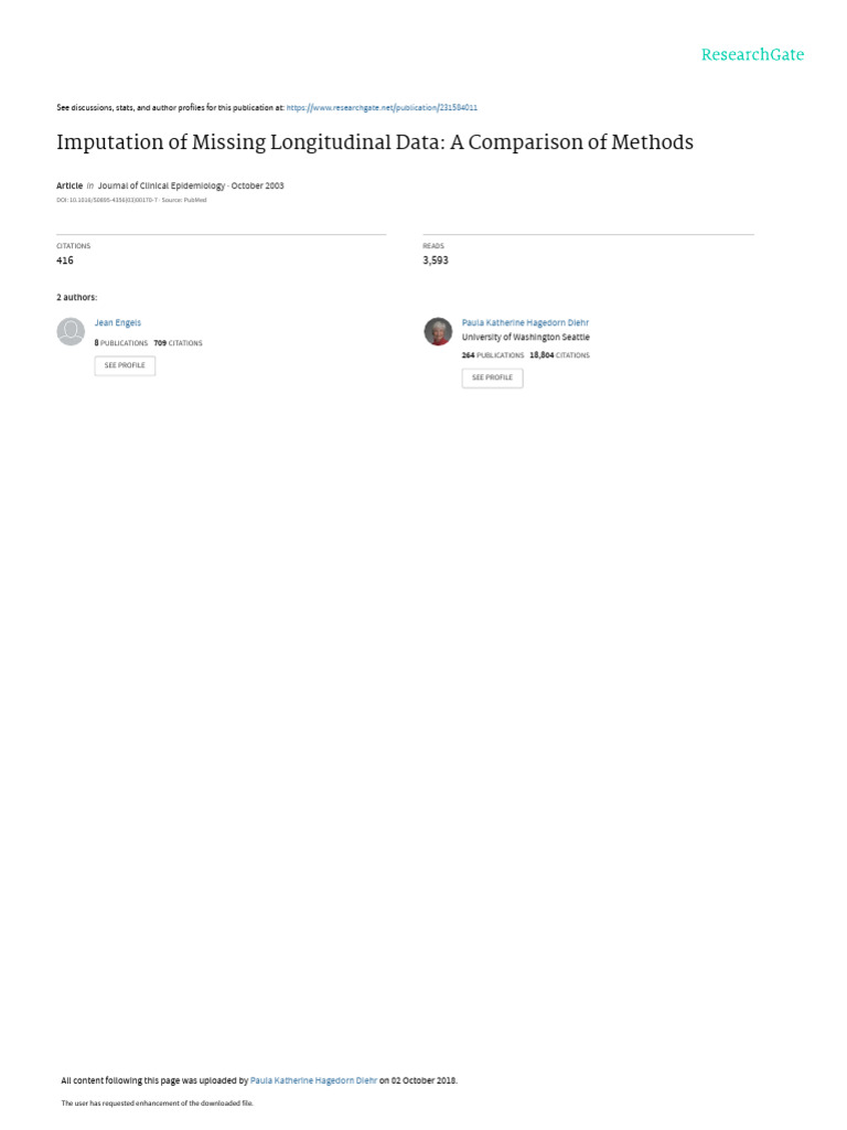 Imputation of Missing Longitudinal Data | PDF