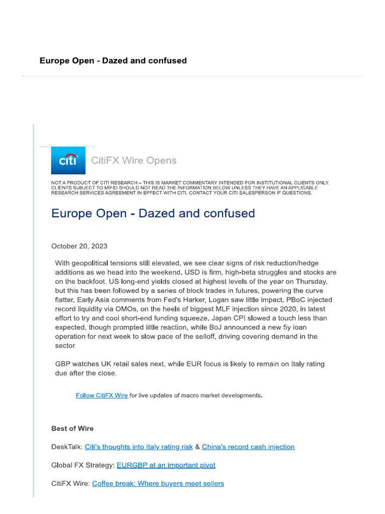 CitiFX Europe Open 20231020 | PDF