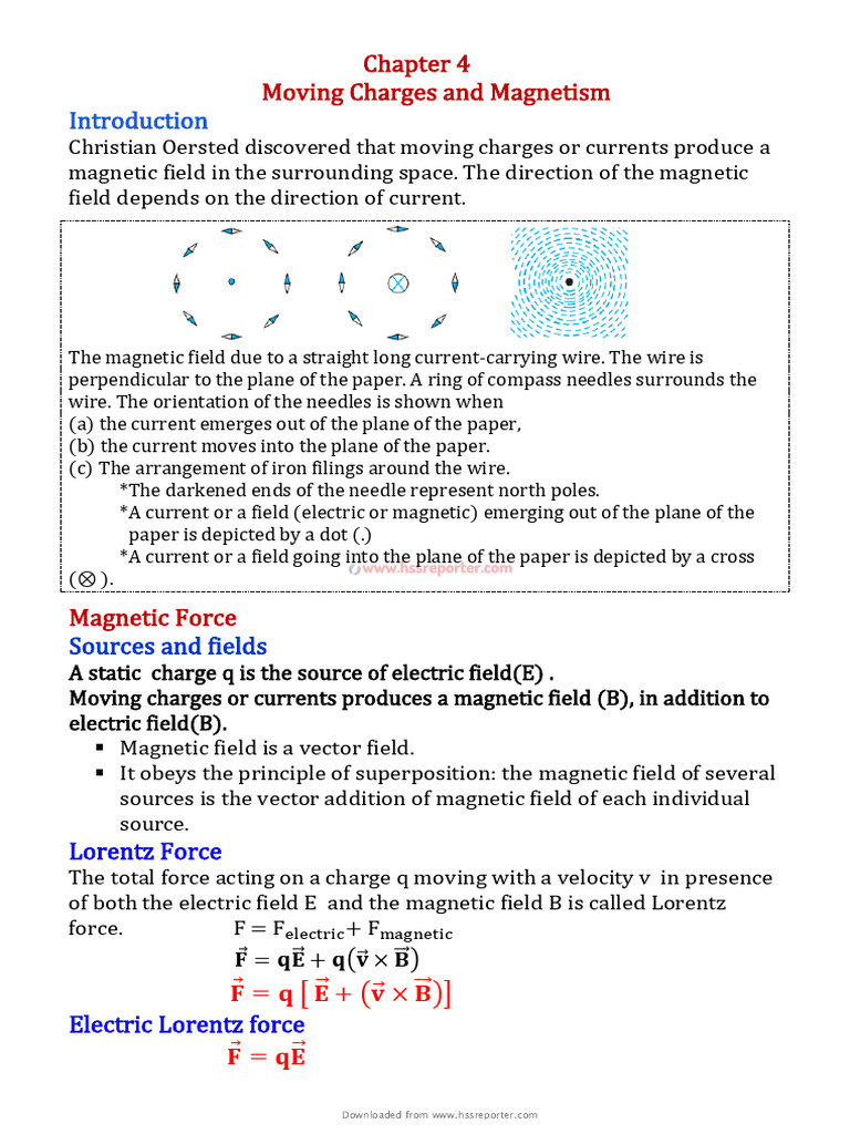 Moving Charge and Magnnetism Notes | PDF | Magnetic Field | Science ...