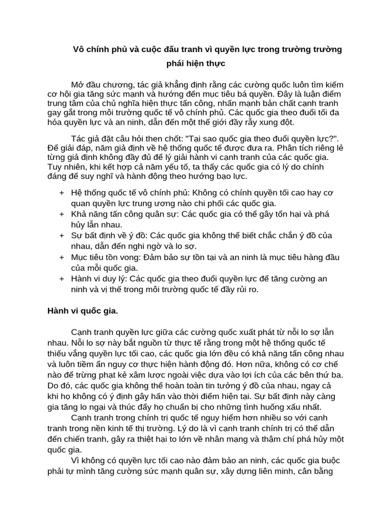 Bài tóm tắt số 2 - Vô chính phủ và cuộc đấu tranh vì quyền lực trong trường trường phái hiện ...