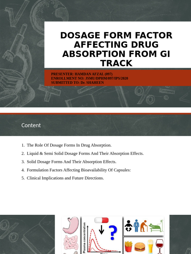 Dosage Form Factor Affecting Drug Absorption From Gi | PDF