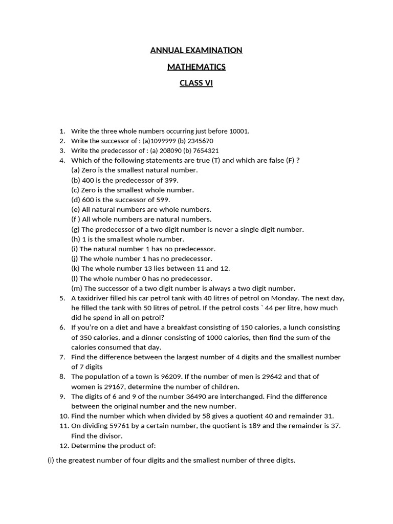 Annual Examination | PDF