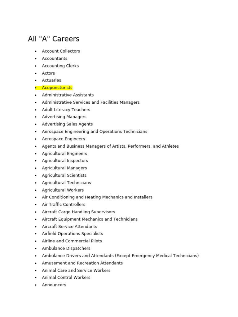 All "A" Careers | PDF
