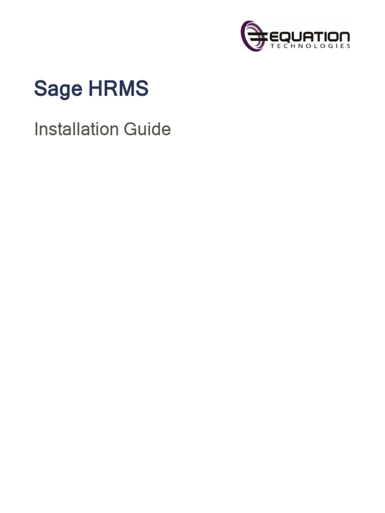 Sage HRMS Installation Guide | PDF | Installation (Computer Programs ...
