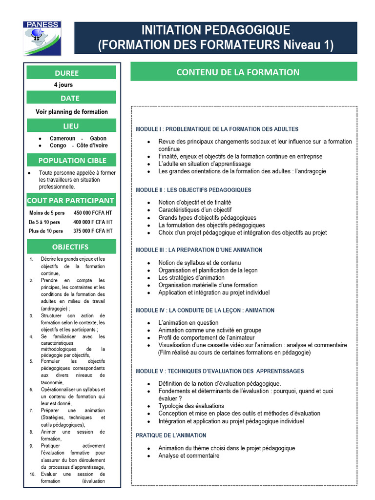 Fiche de Formation INITIATION PEDAGOGIQUE Revise | PDF