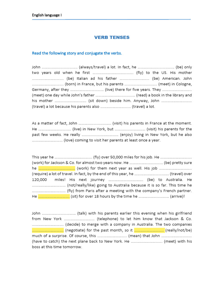 Verb Tenses I | PDF | Language Arts & Discipline