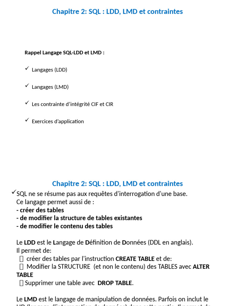 Rappel LDD LMD Chap2 | PDF