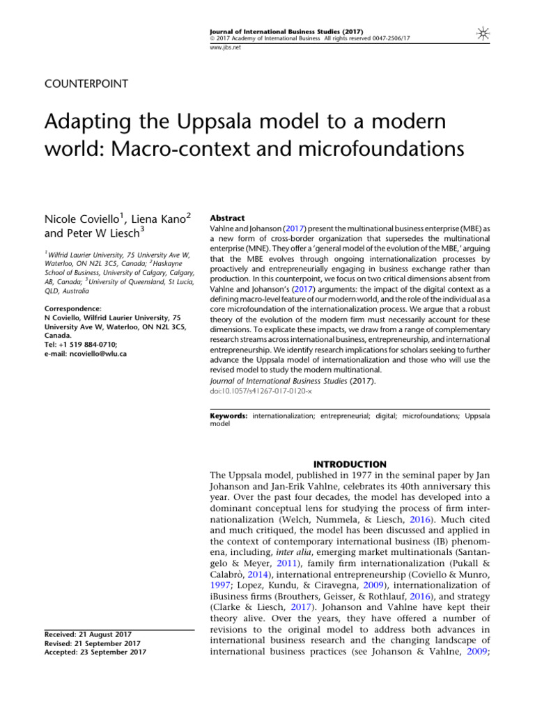 Adapting The Uppsala Model To A Modern W | PDF